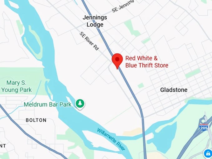 16. red white & blue thrift store map