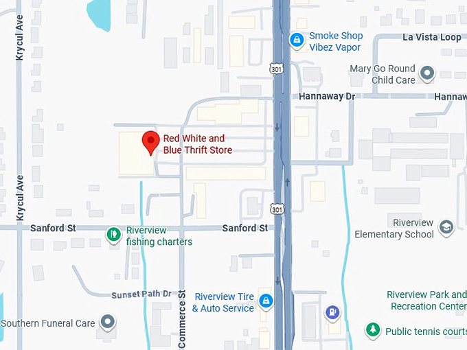 16. red white and blue thrift store map