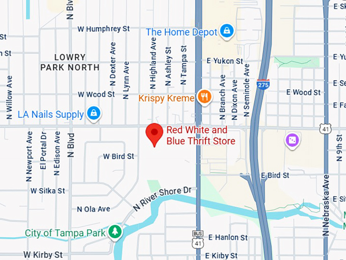 16. red white and blue thrift store map