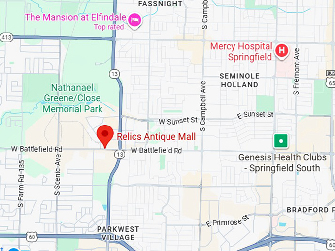 16. relics antique mall map