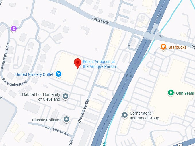 16. relics antiques at the antique parlour map