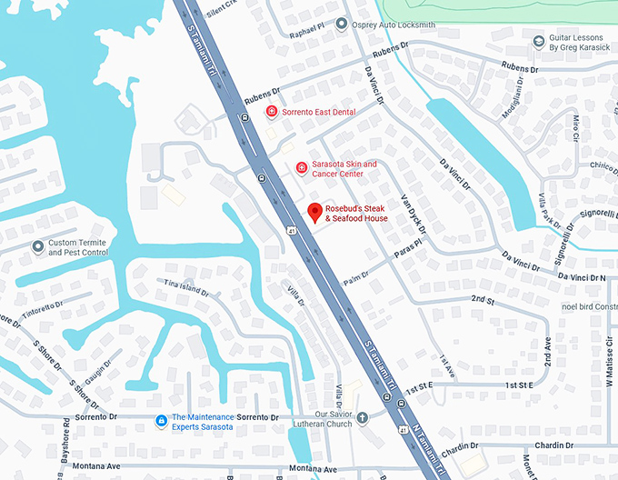 16. rosebud's steak & seafood house map