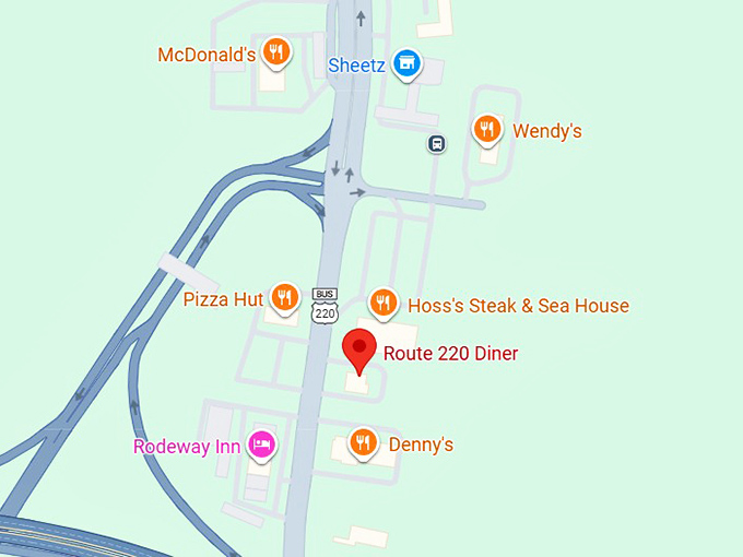 16. route 220 diner map
