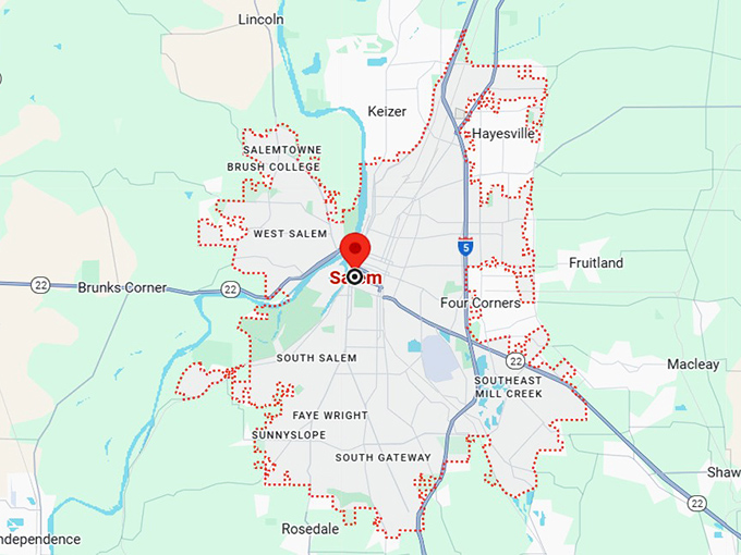 16. salem, or map