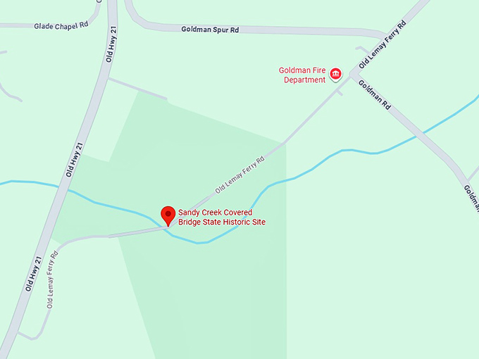 16. sandy creek covered bridge state historic site map