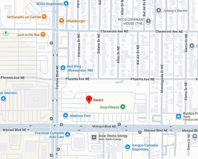 16. savers (2620 carlisle blvd ne) map