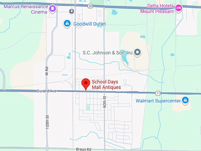 16. school days mall antiques map