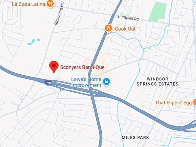 16. sconyers bar b que map