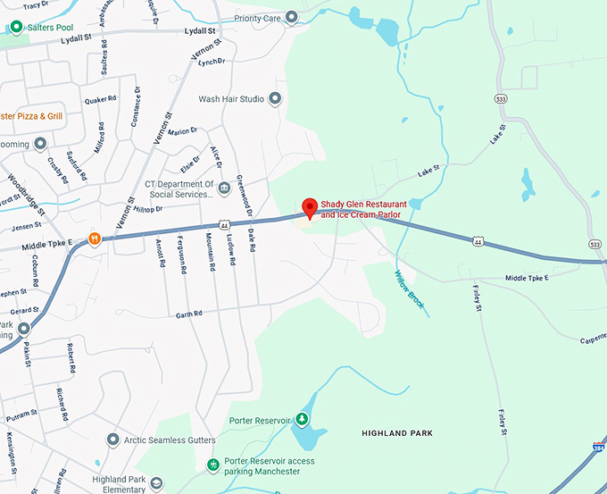 16. shady glen restaurant and ice cream parlor map