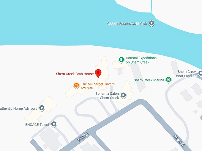 16. shem creek crab house (508 mill st) map