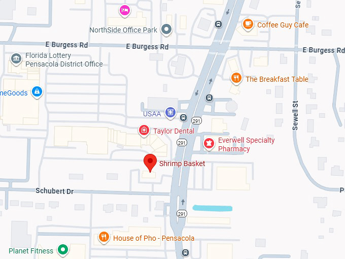 16. shrimp basket (6501 n davis hwy) map