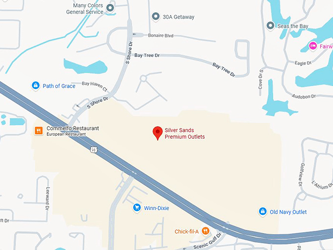 16. silver sands premium outlets map