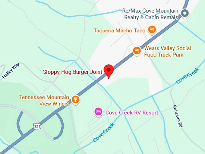 16. sloppy hog burger joint map