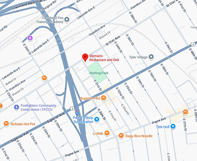 16. slyman's restaurant and deli map
