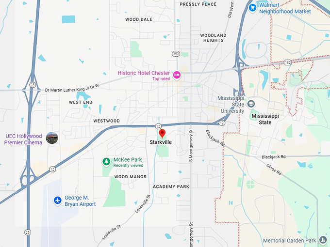 16. starkville ms map