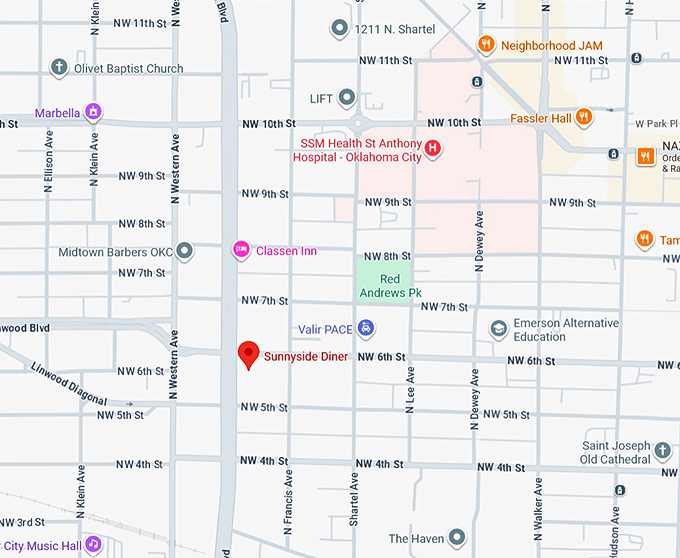 16. sunnyside diner (901 999, 916 nw 6th st) map