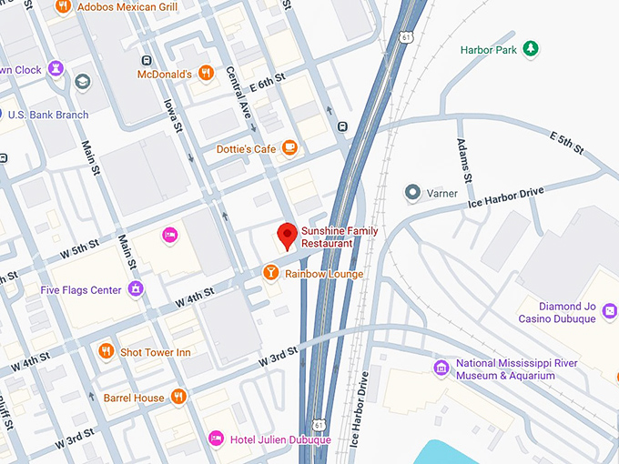 16. sunshine family restaurant (401 central ave) map