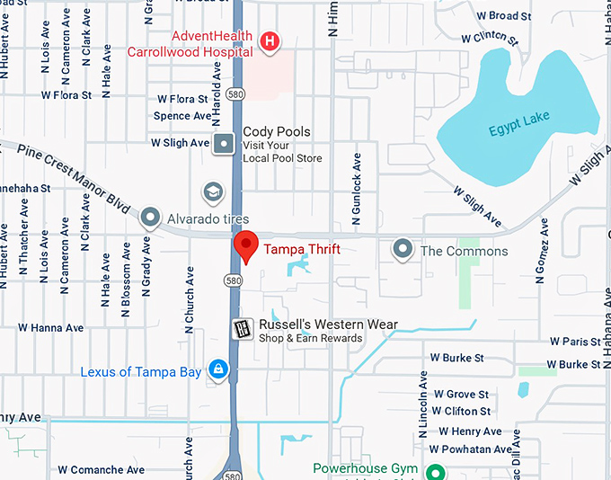 16. tampa thrift map