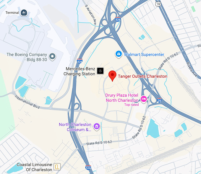 tanger outlets charleston map