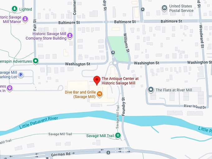 16. the antique center at historic savage mill map
