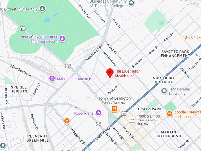 16. the blue heron steakhouse map