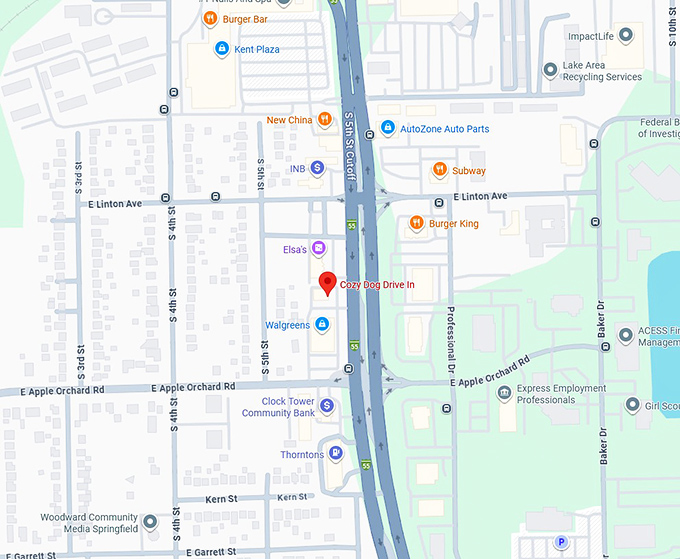 16. the cozy dog drive in map