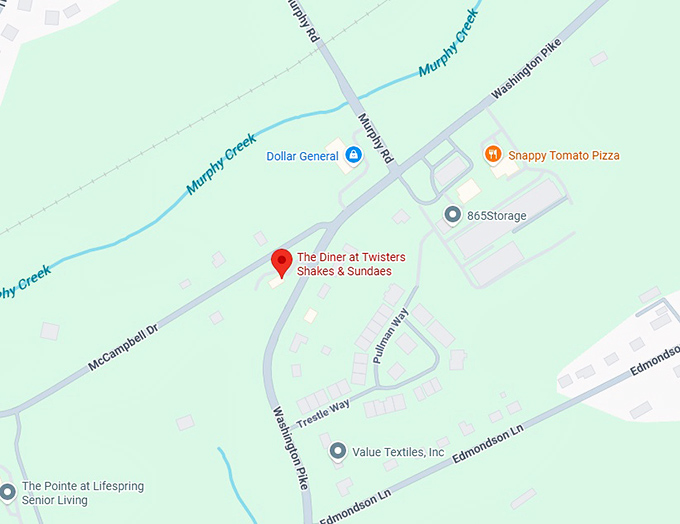 16. the diner at twisters shakes & sundaes map