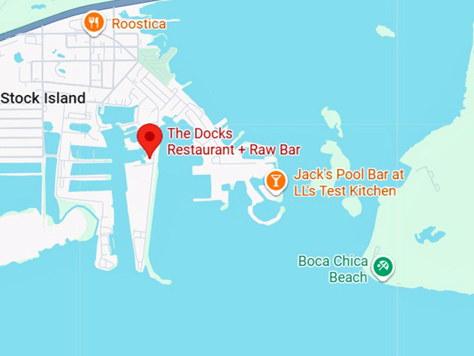 16. the docks restaurant + raw bar map