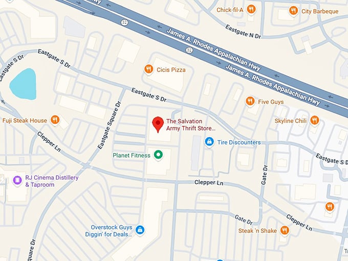 the salvation army thrift store cincinnati, oh map