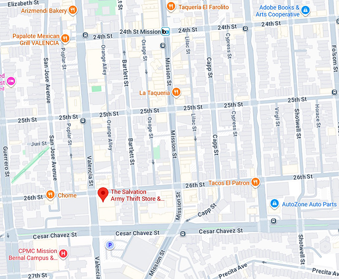 16. the salvation army thrift store & donation center (1501 valencia st) map