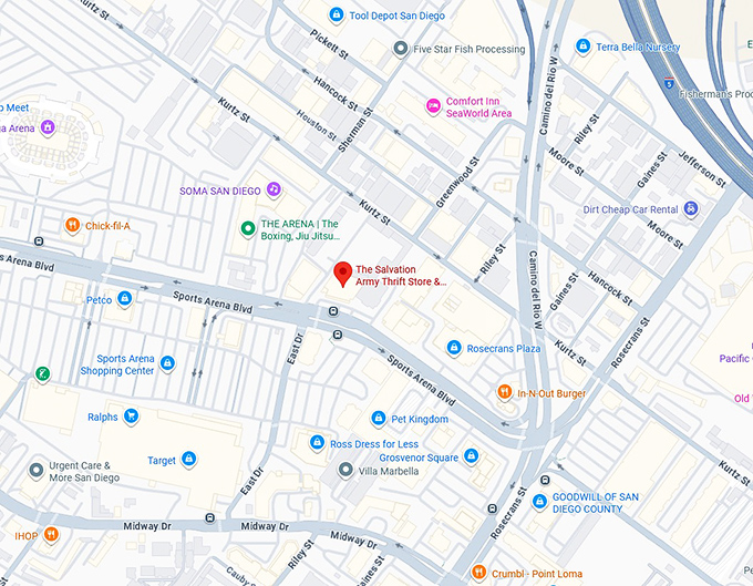 16. the salvation army thrift store & donation center (3240 sports arena blvd) map