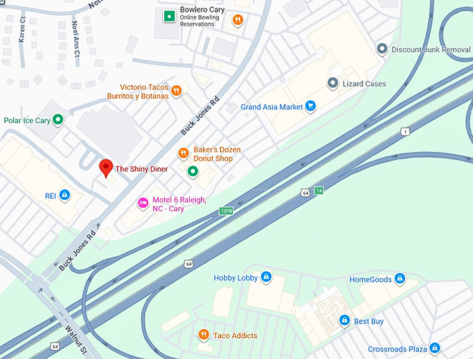 16. the shiny diner (1550 buck jones rd) map