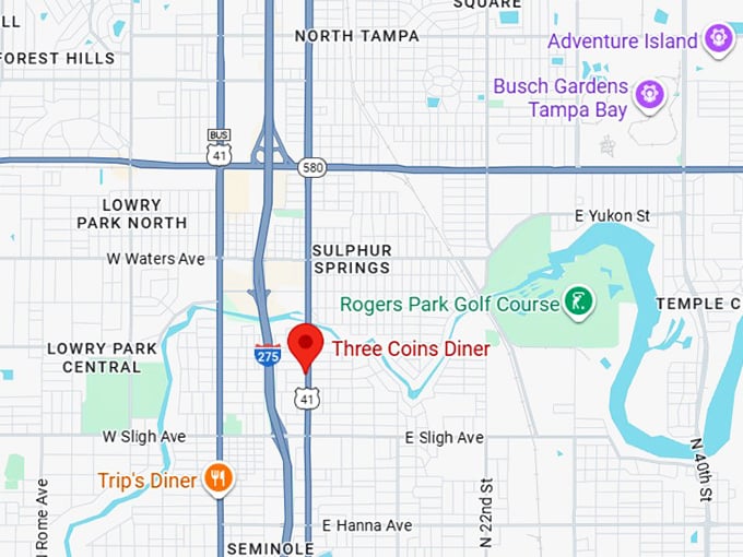 16. three coins diner map