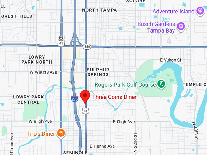 16. three coins diner map