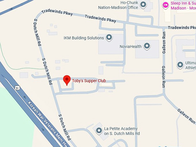 16. toby's supper club map