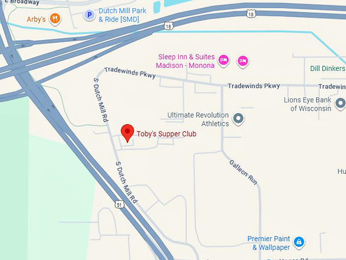 16. toby’s supper club map