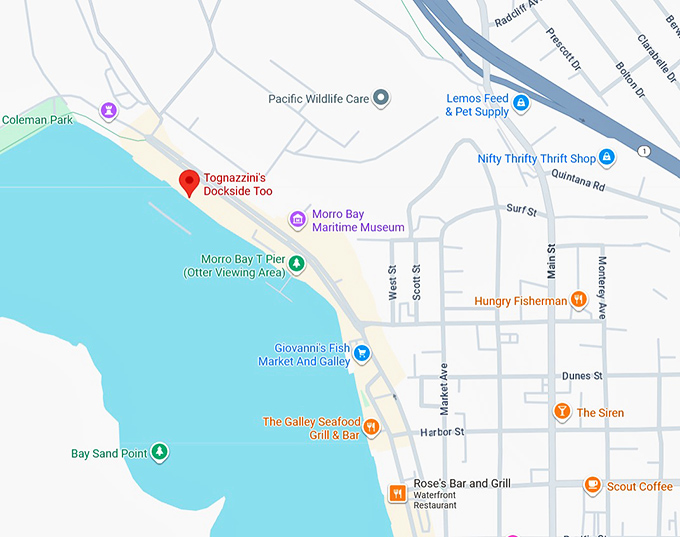 16. tognazzini's dockside too map