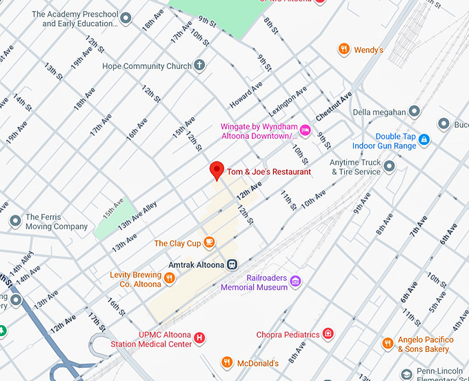 16. tom & joe's restaurant map