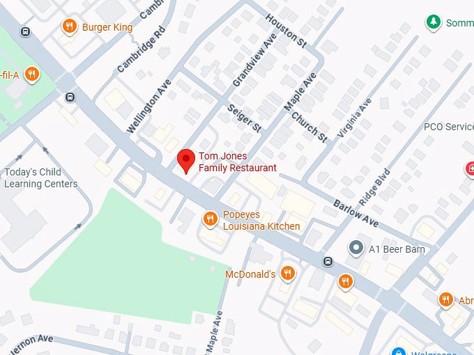 tom jones family restaurant map