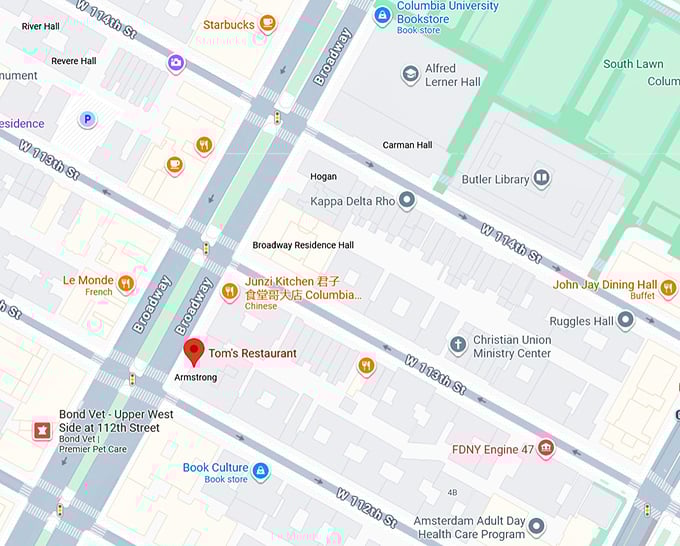 16. tom&rsquo;s restaurant map