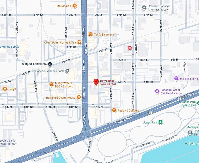 16. tony's brick oven pizzeria map