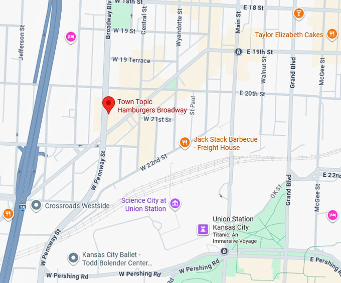 16. town topic hamburgers broadway map