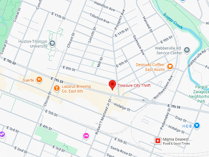 treasure city thrift map