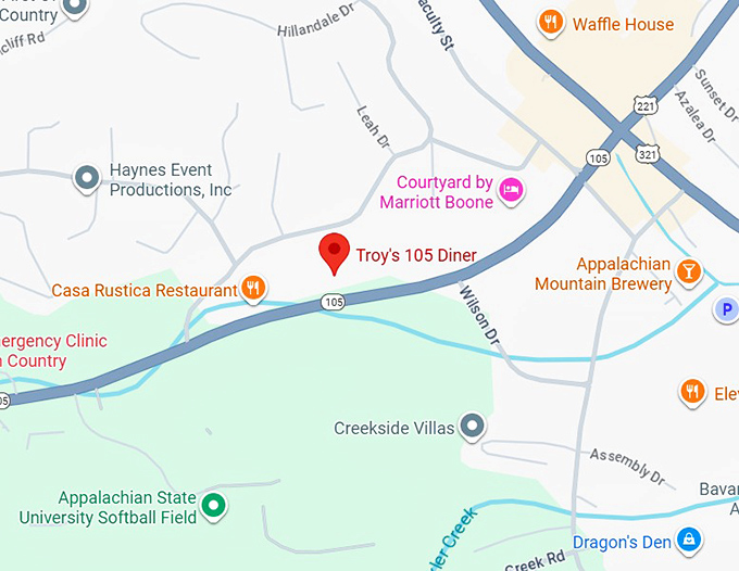 16. troy's 105 diner map