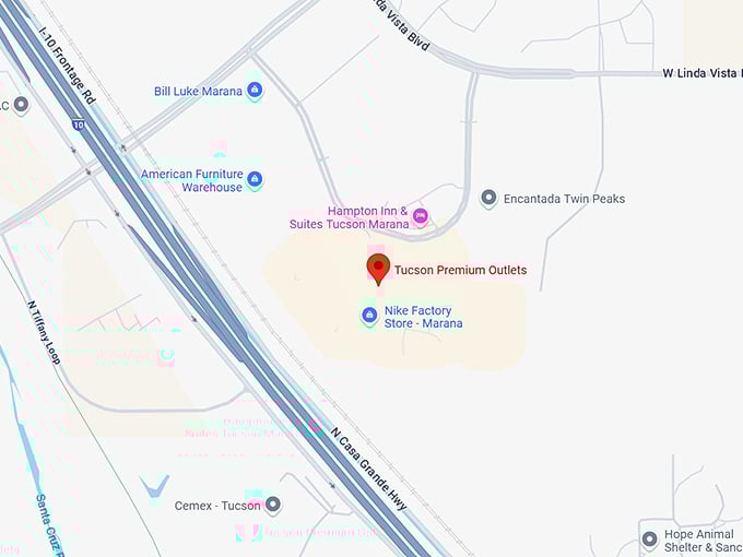 tucson premium outlets map