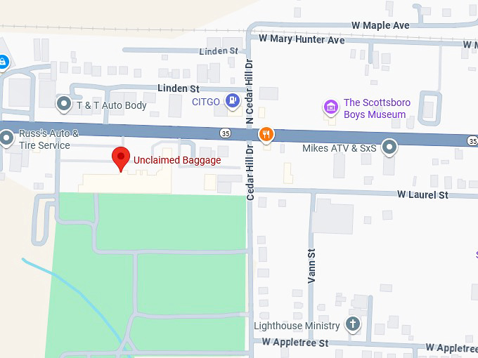 16. unclaimed baggage map