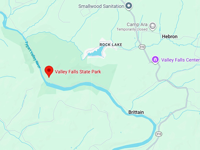 16. valley falls state park map