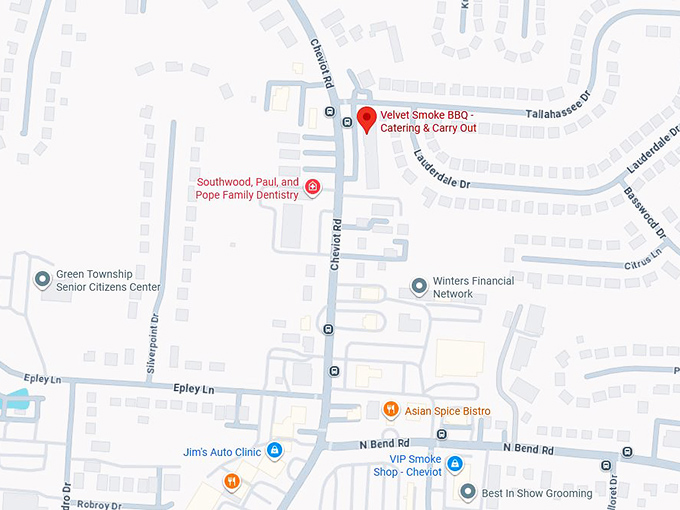 16. velvet smoke bbq catering & carry out map