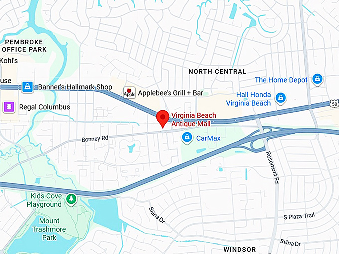16. virginia beach antique mall (3900 bonney rd #111) map