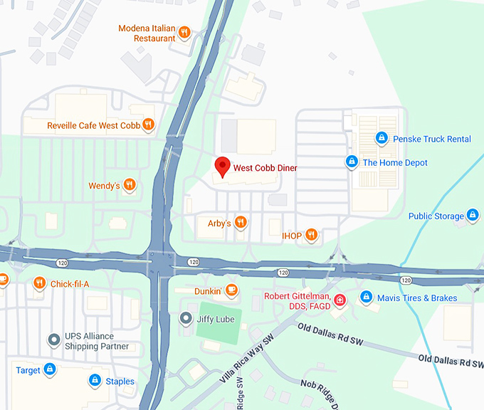 16. west cobb diner map